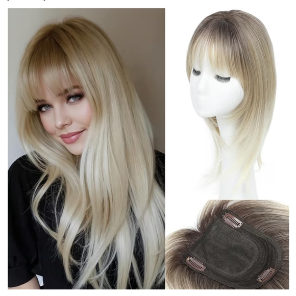 Hair | New 18 Hair Topper With Bangs Rooted Blonde | Poshmark